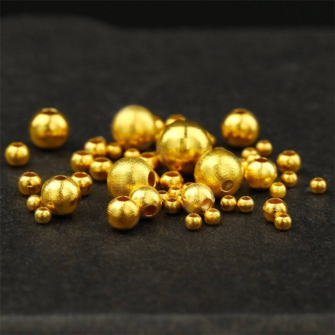 1pc 18K Solid Gold Seamless Round Bead, Smooth Round Bead, Ball Bead ...