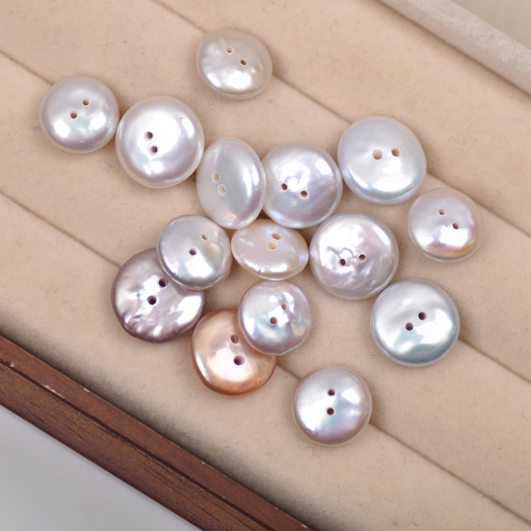 Woman Pearl Buttons, Natural Pearl Buttons With Two Holes, Pearl Sewing ...