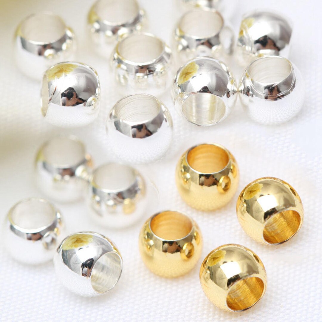 14K Gold Plated Pony Bead, Large Hole Bead, Round Bead, Ball Bead ...