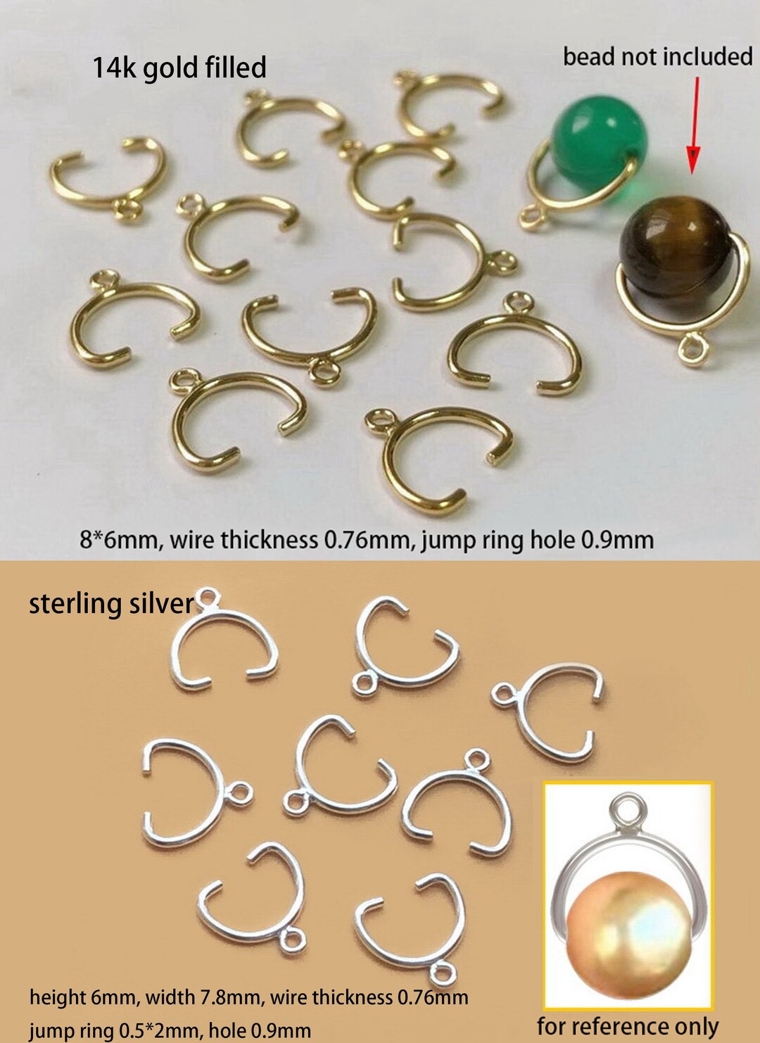 14K Gold Filled Pendant Pinch Bail, Gold Filled Charm Pinch Bail for ...