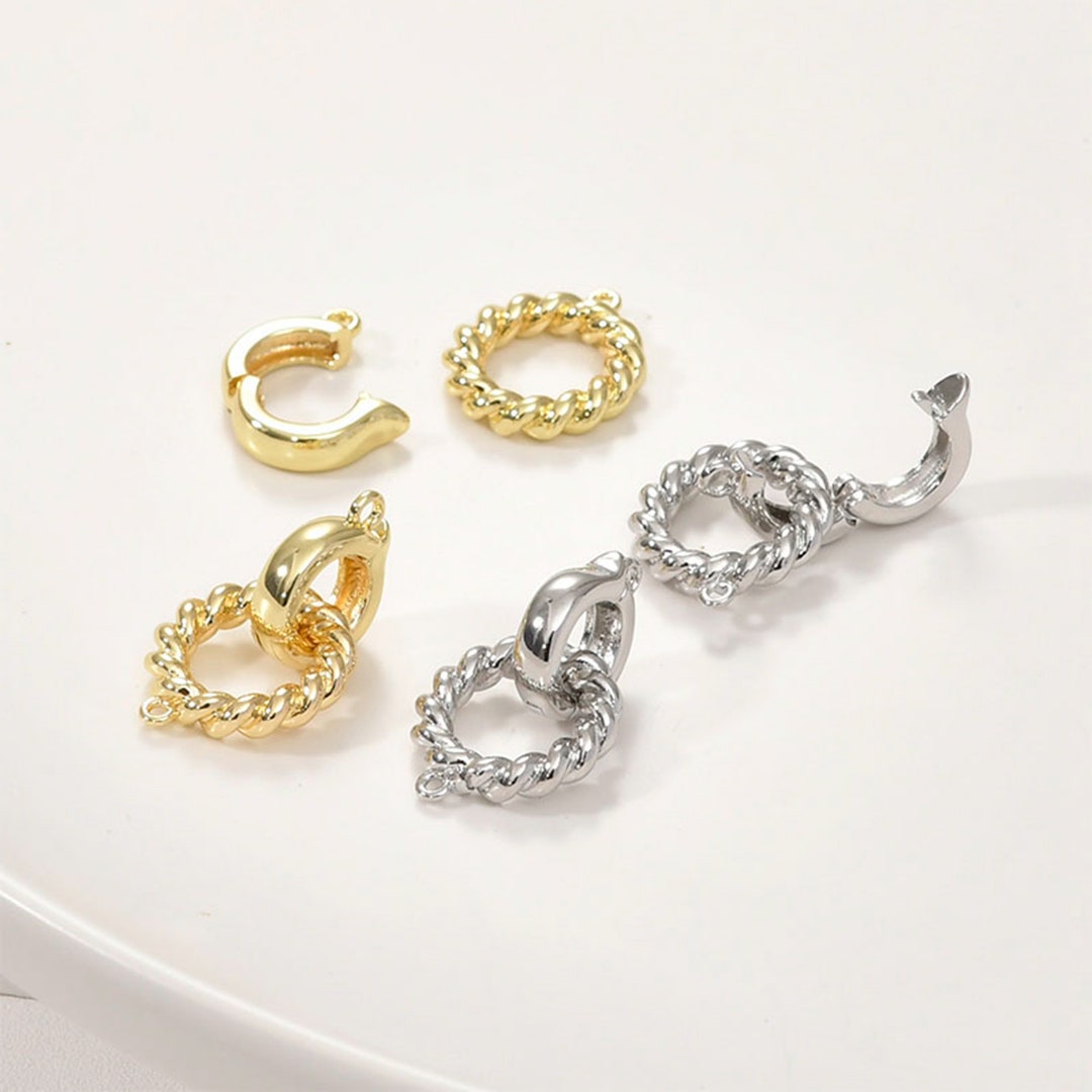 14K Gold Plated Copper Round Push Gate Clasp, Gold Holder Clasp for ...