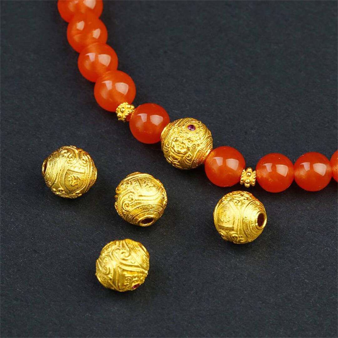 1pc 18K Solid Gold CZ Gems Buddha Bead, Solid Gold Buddhist Bead ...