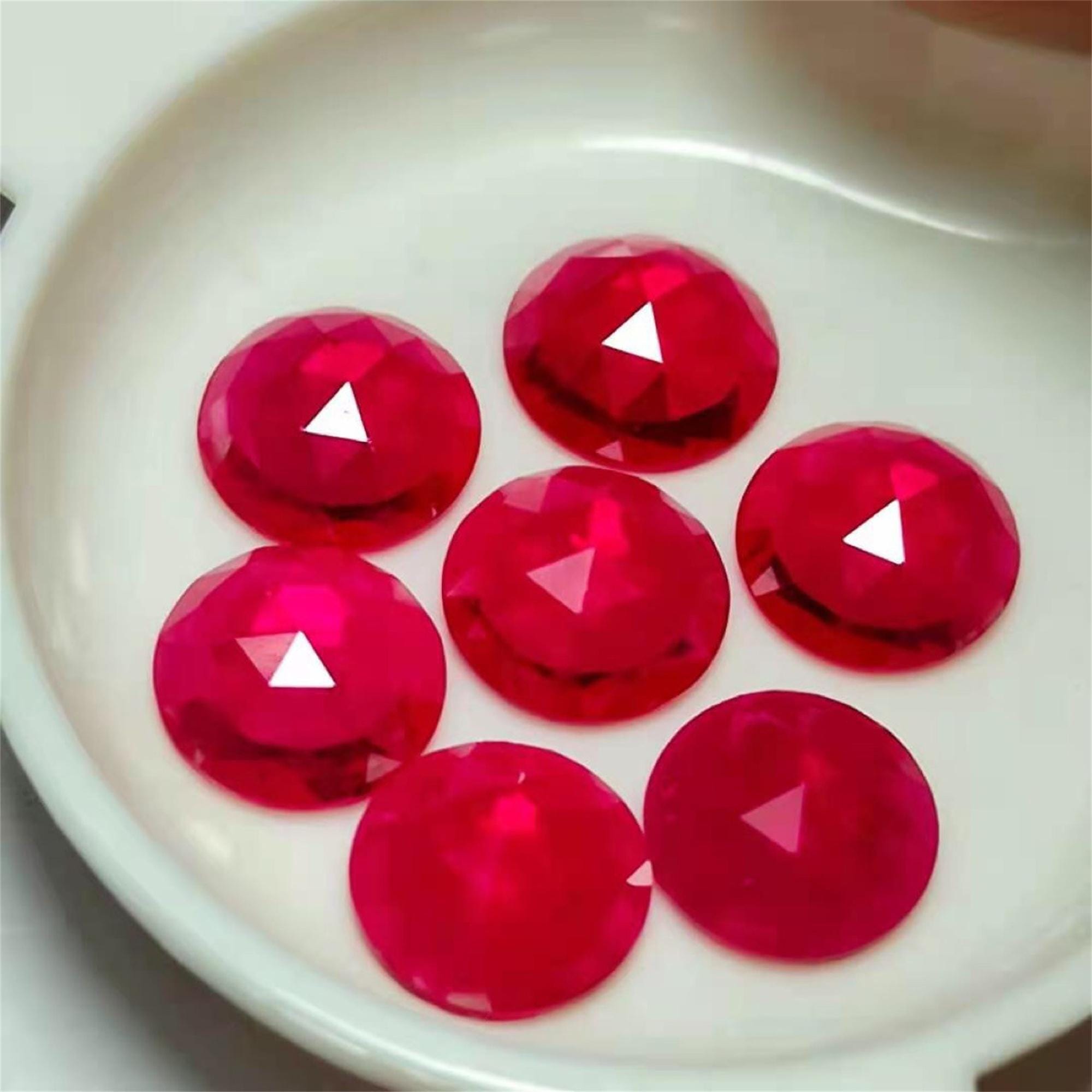Synthetic Red Ruby Round Cabochon, Round Flatback, Corundum Gemstones ...