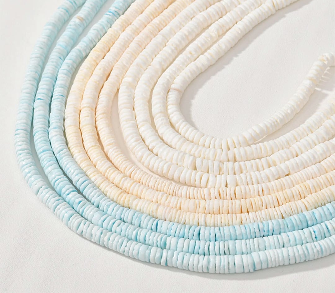 White Shell Beads, Shell Wheel Bead, Pony Bead, Donut Bead, Round Chip ...