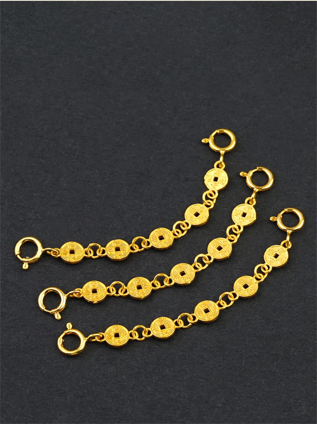 1pcs 18K Solid Gold Coin Chain Extensions W/spring Clasp, Money ...