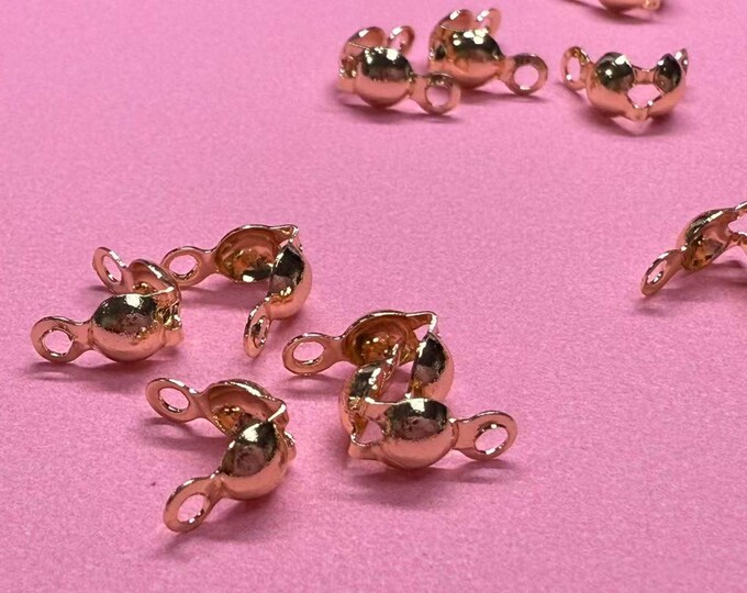 14K Gold Plated Ball Chain Closures, Gold Plated End Tip Cover, Fold ...