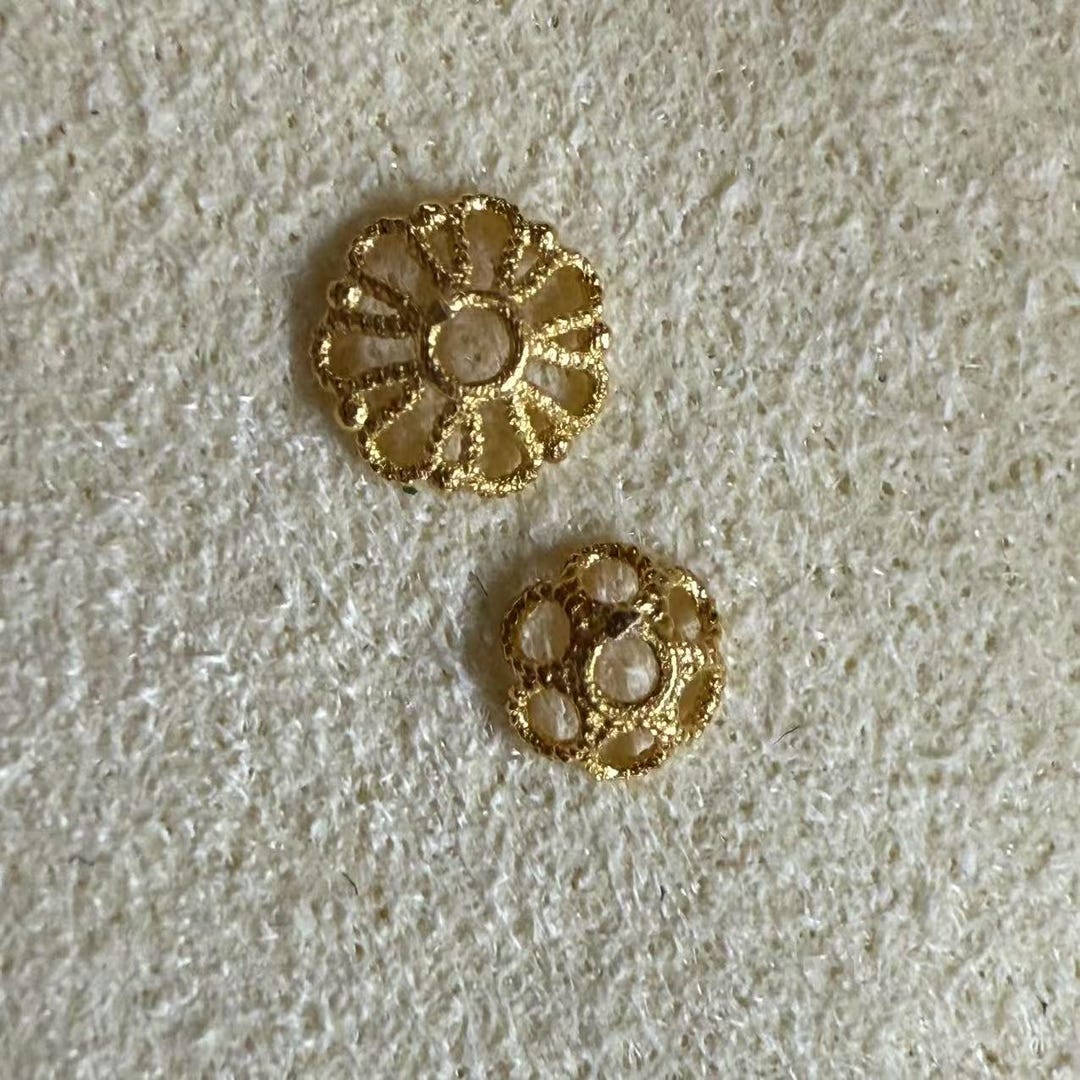 1pc 18K Solid Gold Flower Bead Cap, Solid Gold Hollow Bead Cap, Flower ...