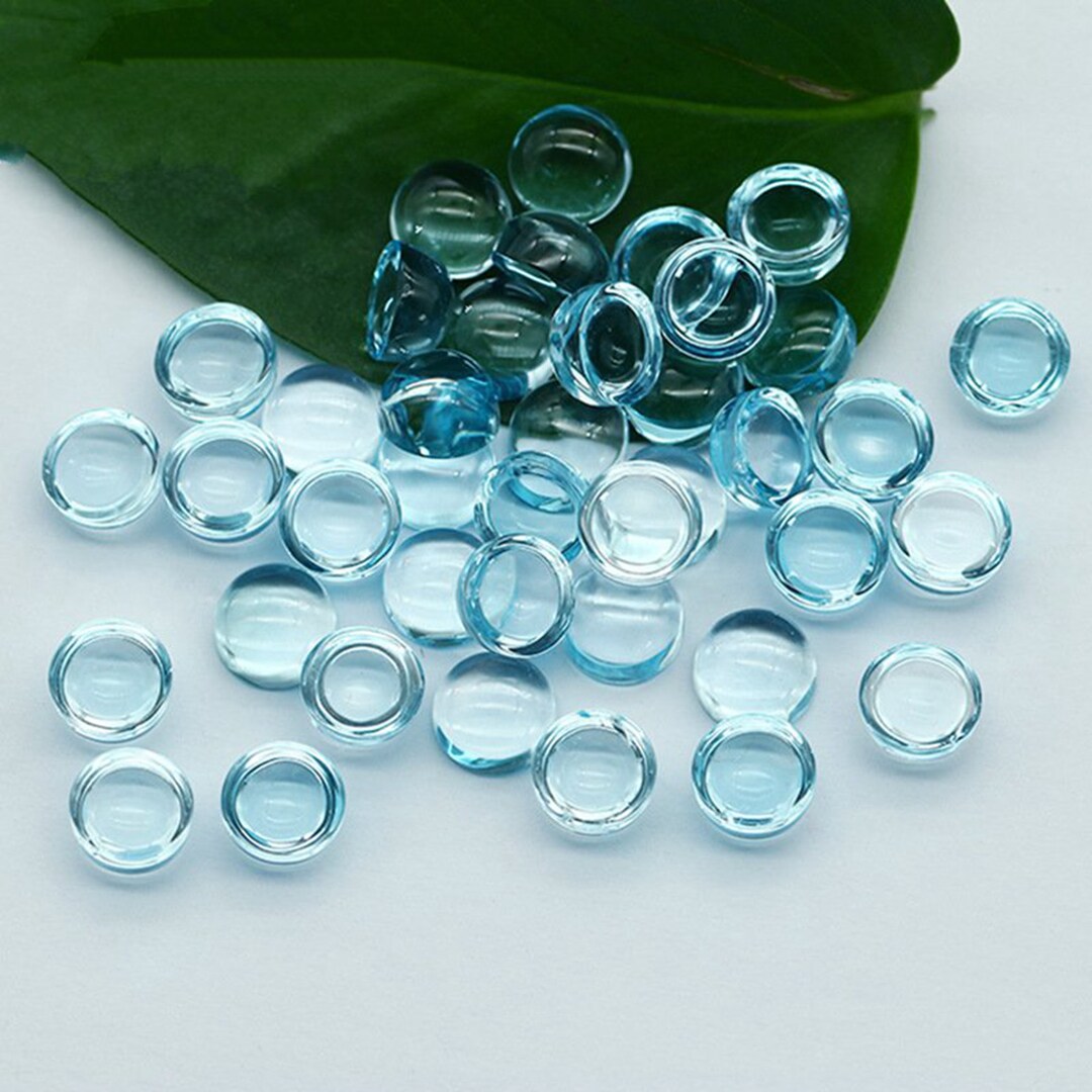 Cabujón redondo de topacio azul natural, piedra preciosa redonda de ...