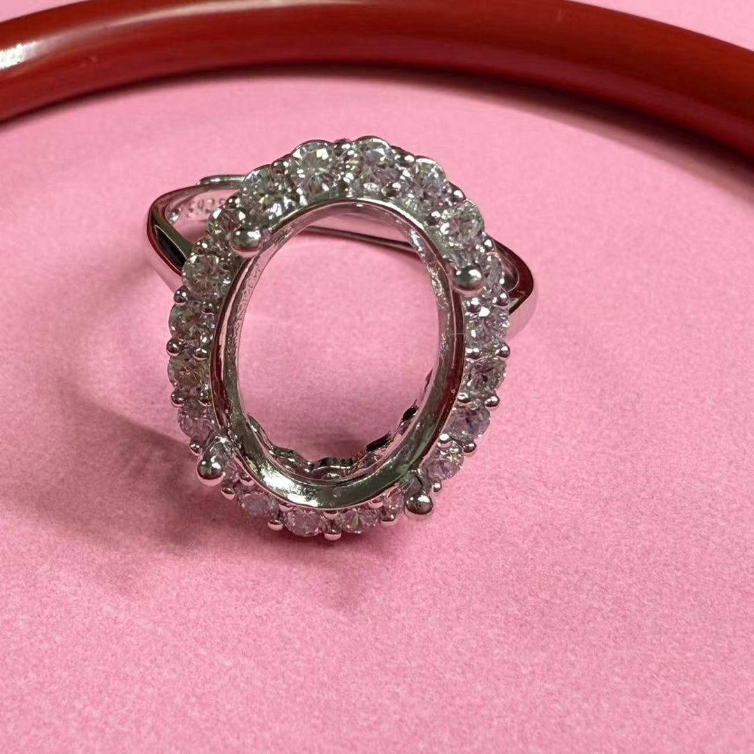 Sterling Silver Solitaire Ring Settings, 925 Silver Oval Ring Head ...