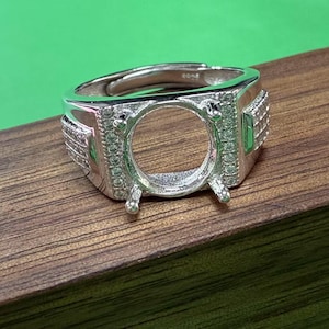 Sterling Silver Men Ring Settings, 925 Silver Round Ring Head, Four ...
