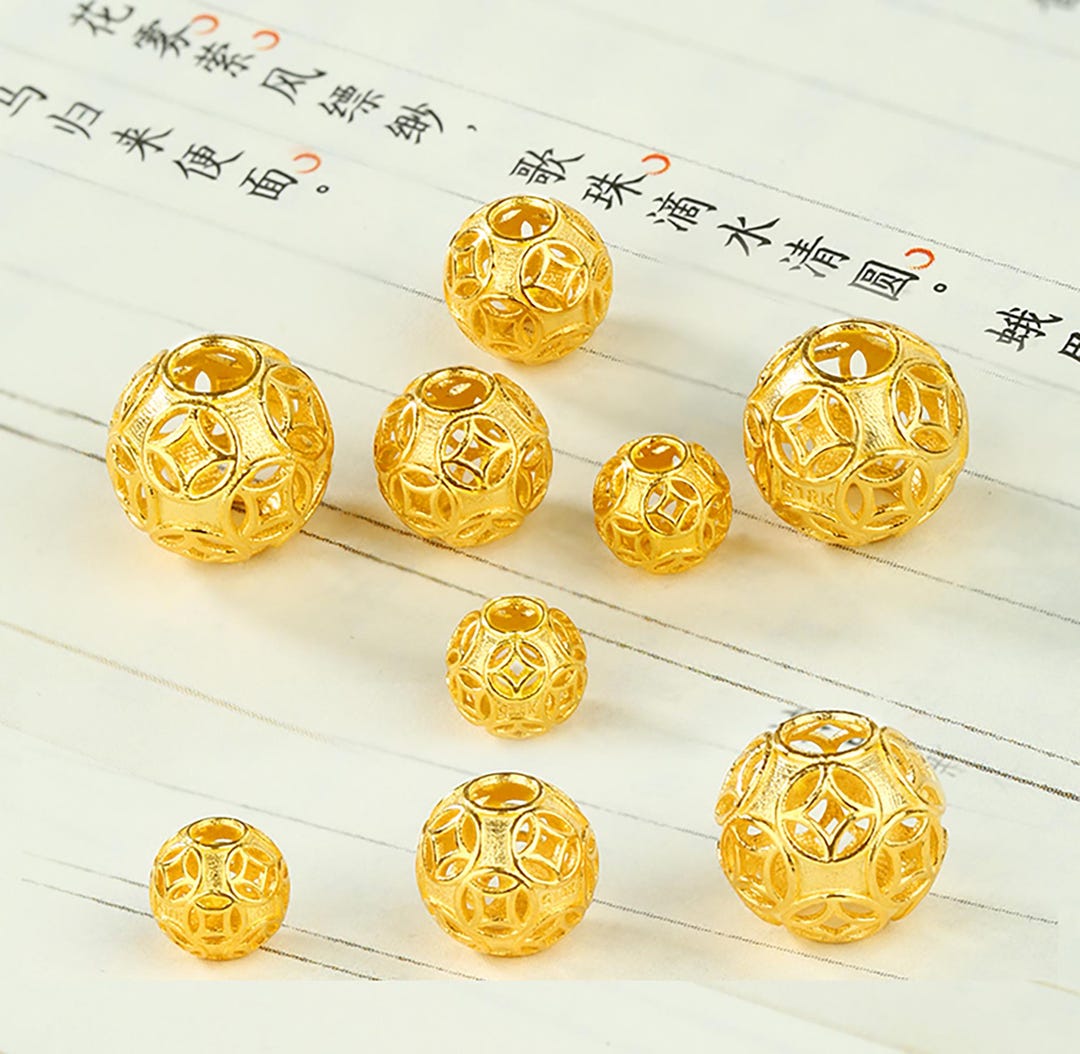 1pc 18K Solid Gold Coin Beads, Solid Gold Money Bead, Coinage Bead ...