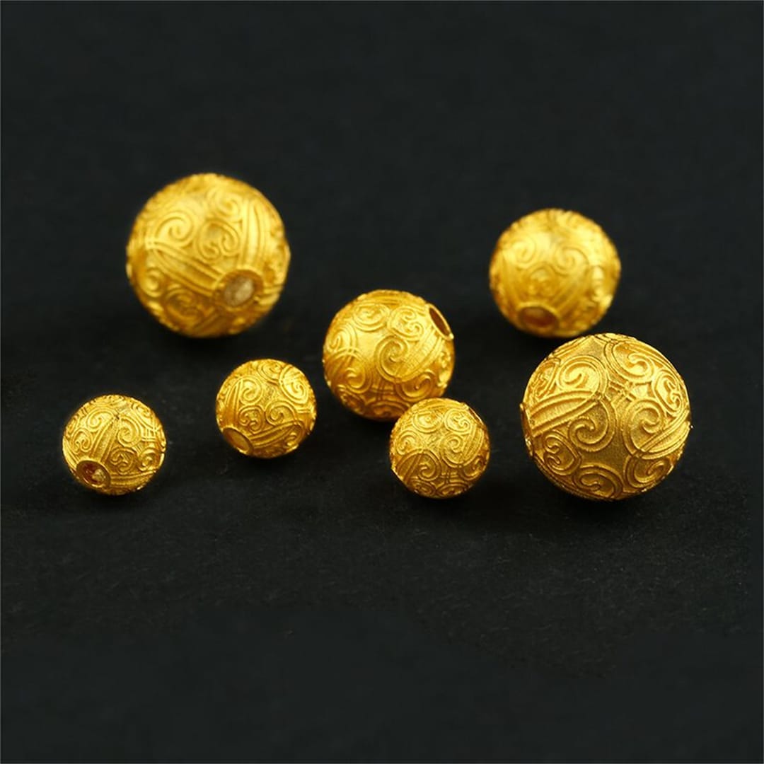 1pc 18K Solid Gold Spiral Bead, Solid Gold Swirl Bead, Religious Bead ...