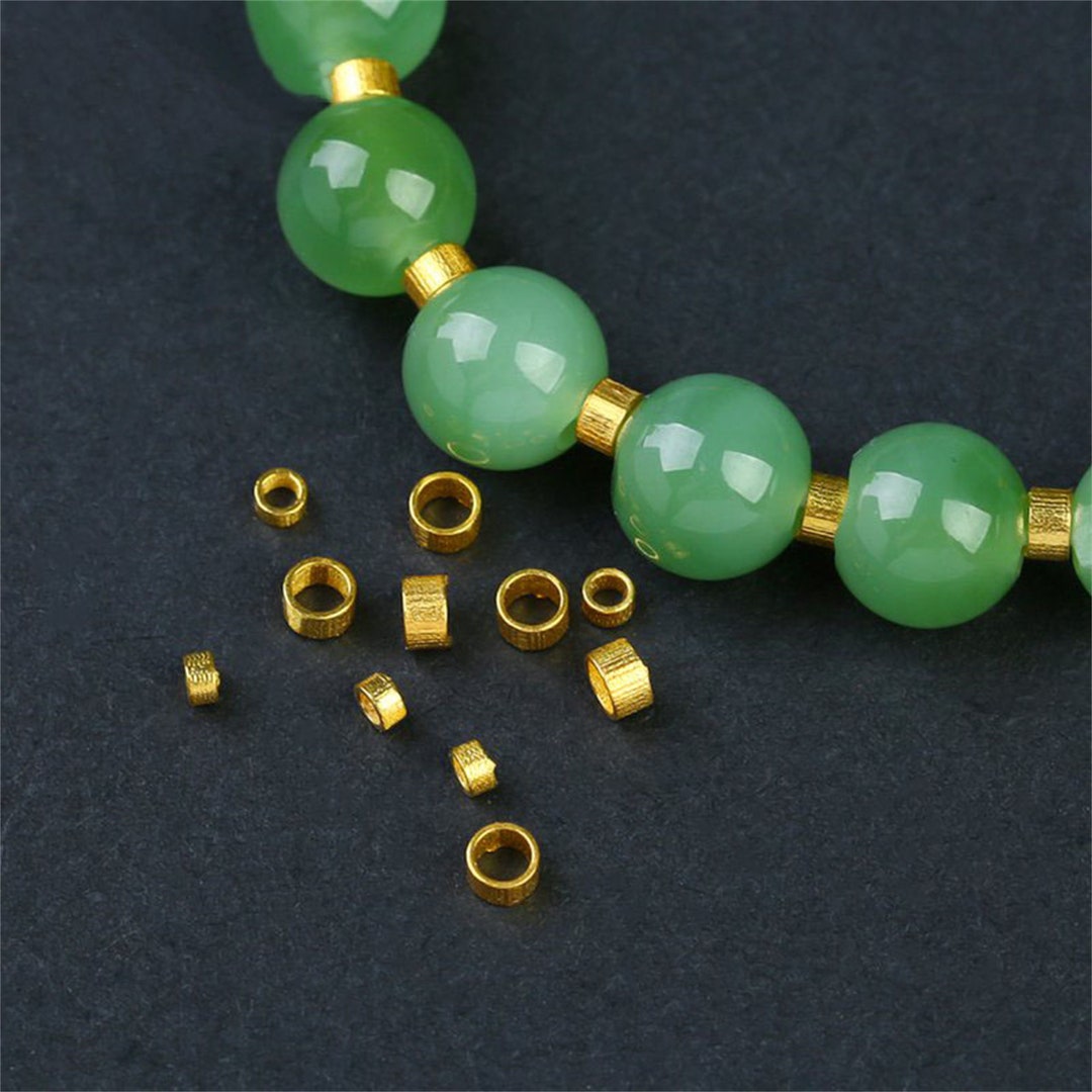 18K Solid Gold Pony Bead, Solid Gold Short Tube Bead, Plain Bead, Large ...