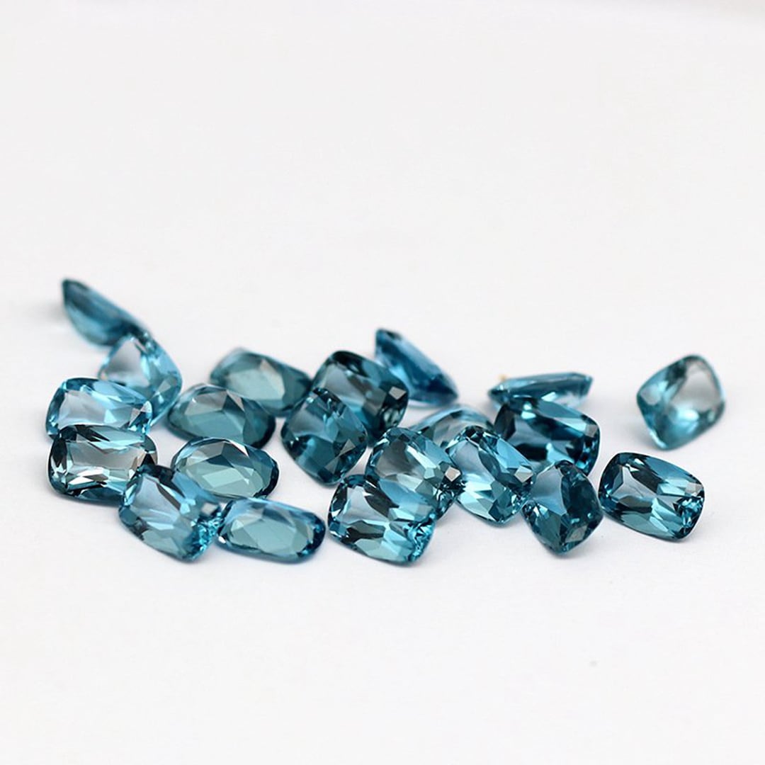 Natural London Blue Topaz Rectangle Cabochon, Elongated Cushion Cut ...