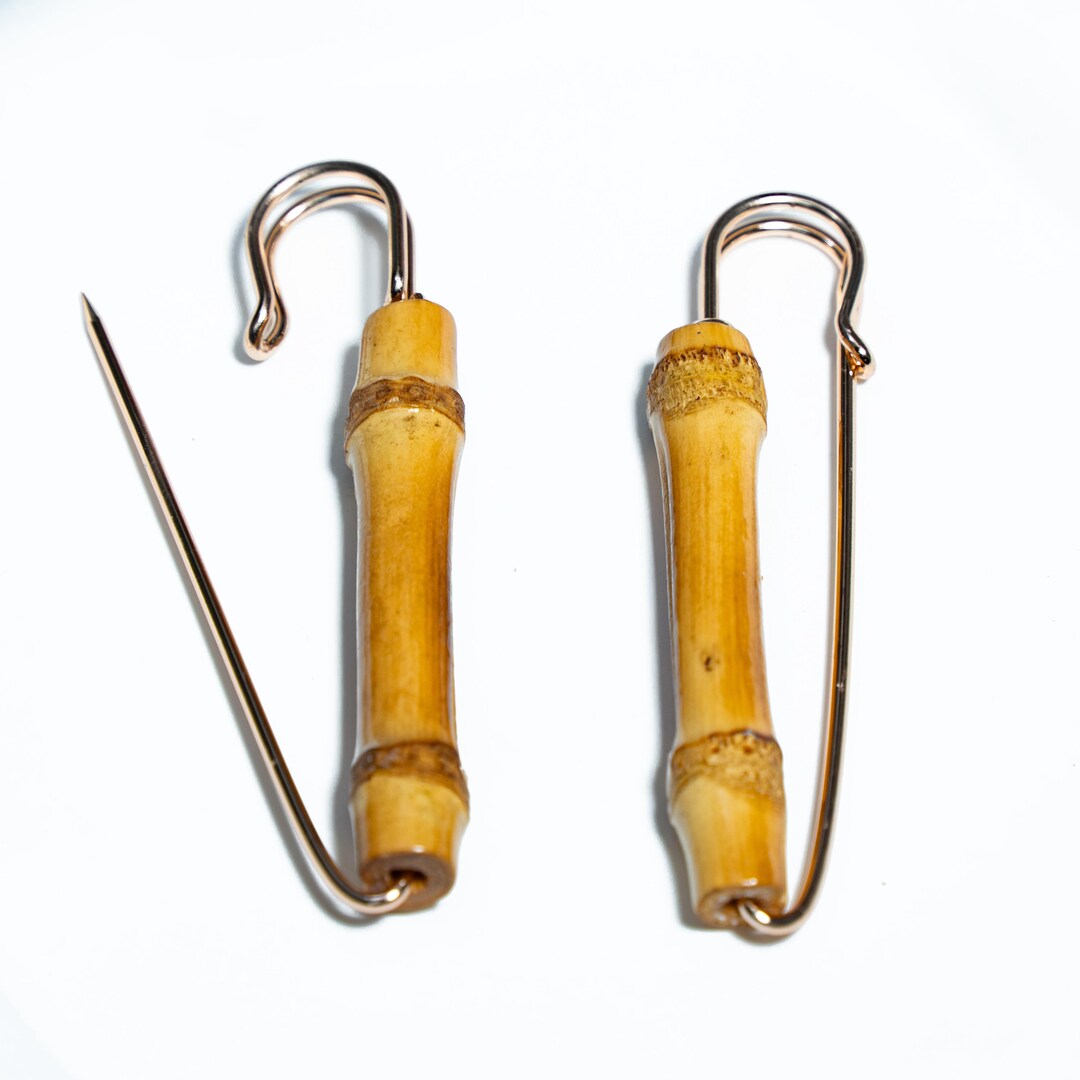 1/20pcs Decorative Bamboo Safety Pins Pin Brooch Shawl Pin Nickel Free ...