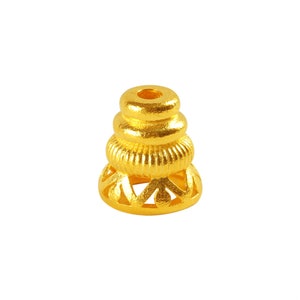 1pc 18K Solid Gold Bead Cone, Solid Gold Hollow Guru Bead, Bead Cap for ...
