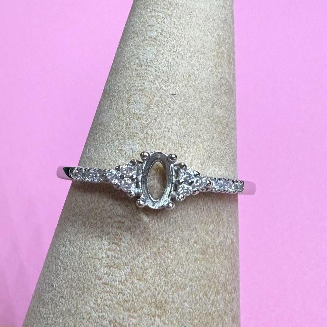 Sterling Silver Solitaire Ring Settings, 925 Silver Oval Ring Head ...