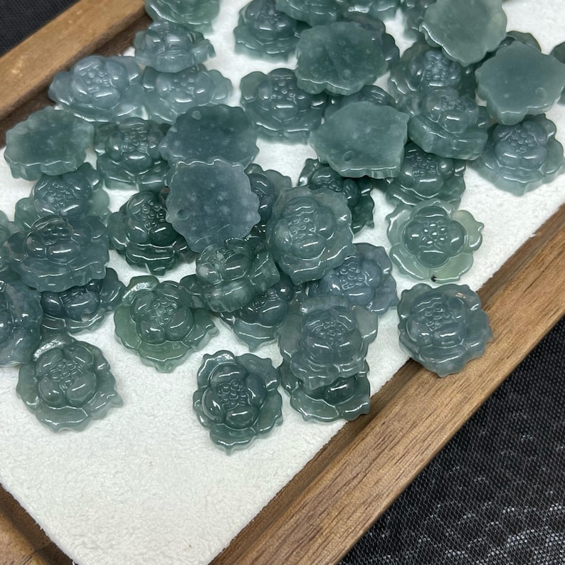 Green Jade Stone Lotus Flower Bead, Green Jade Meditation Bead, Healing ...