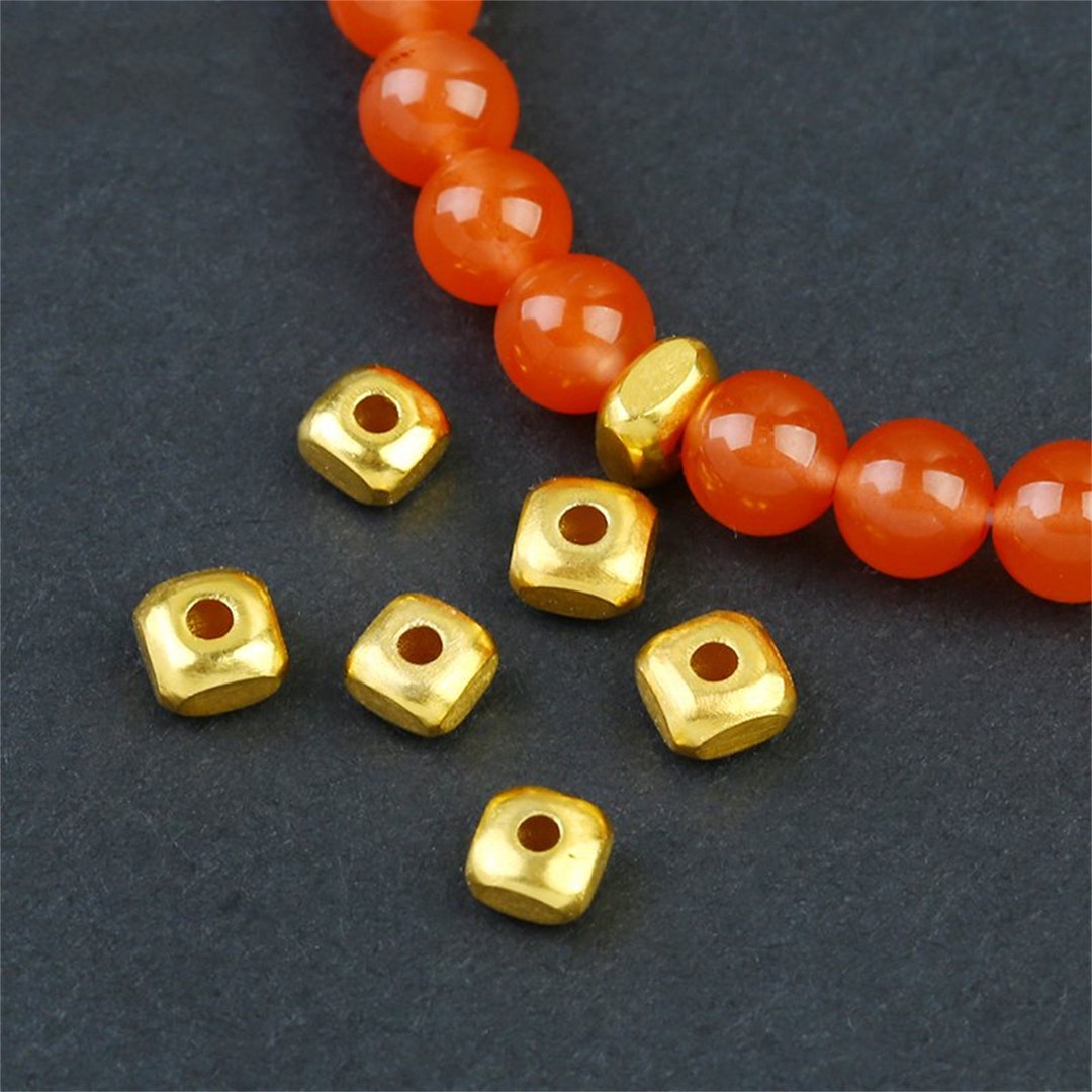 1pc 18K Solid Gold Flat Square Bead, Solid Gold Square Bead, Geometric ...