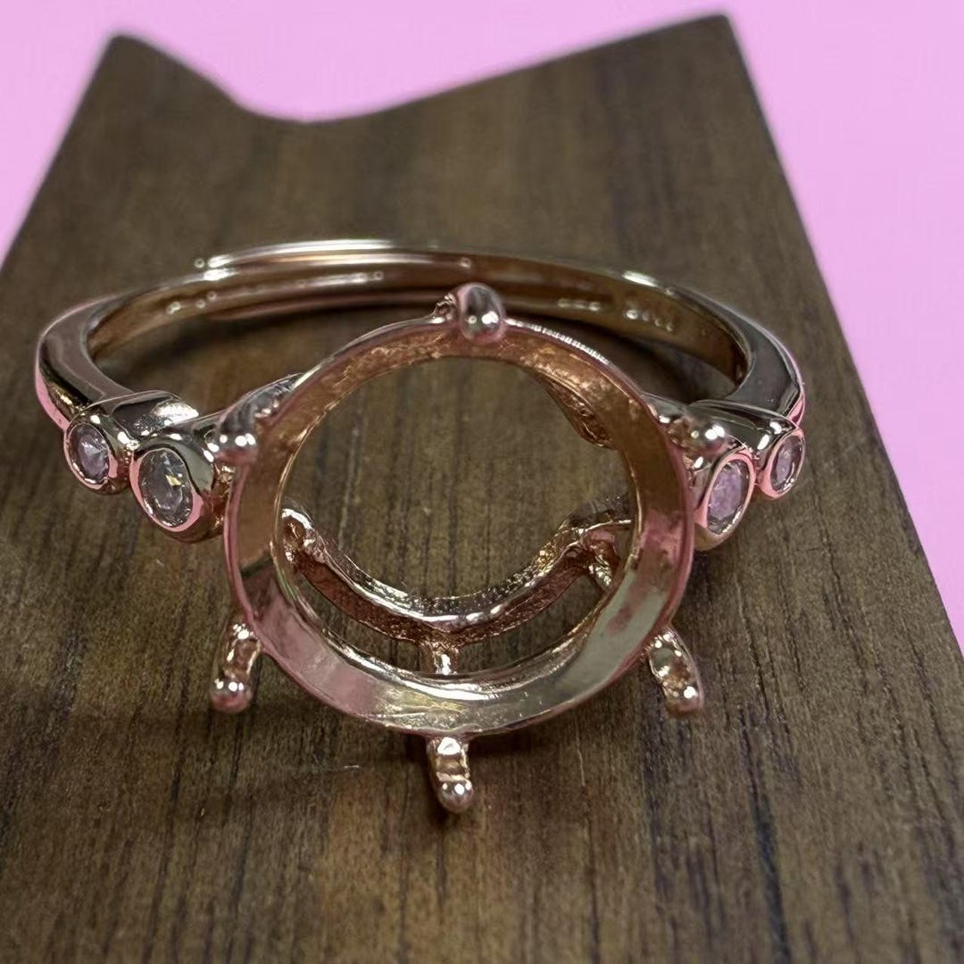 Sterling Silver Ring Settings, 925 Silver Round Ring Head, Six Prong ...