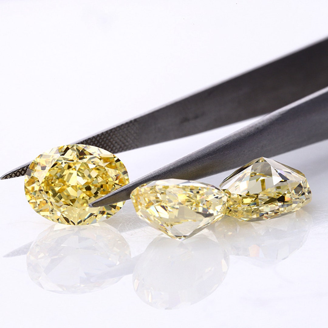 20 Light Yellow Oval Cubic Zirconia Gemstones, Faceted CZ Beads - Etsy UK
