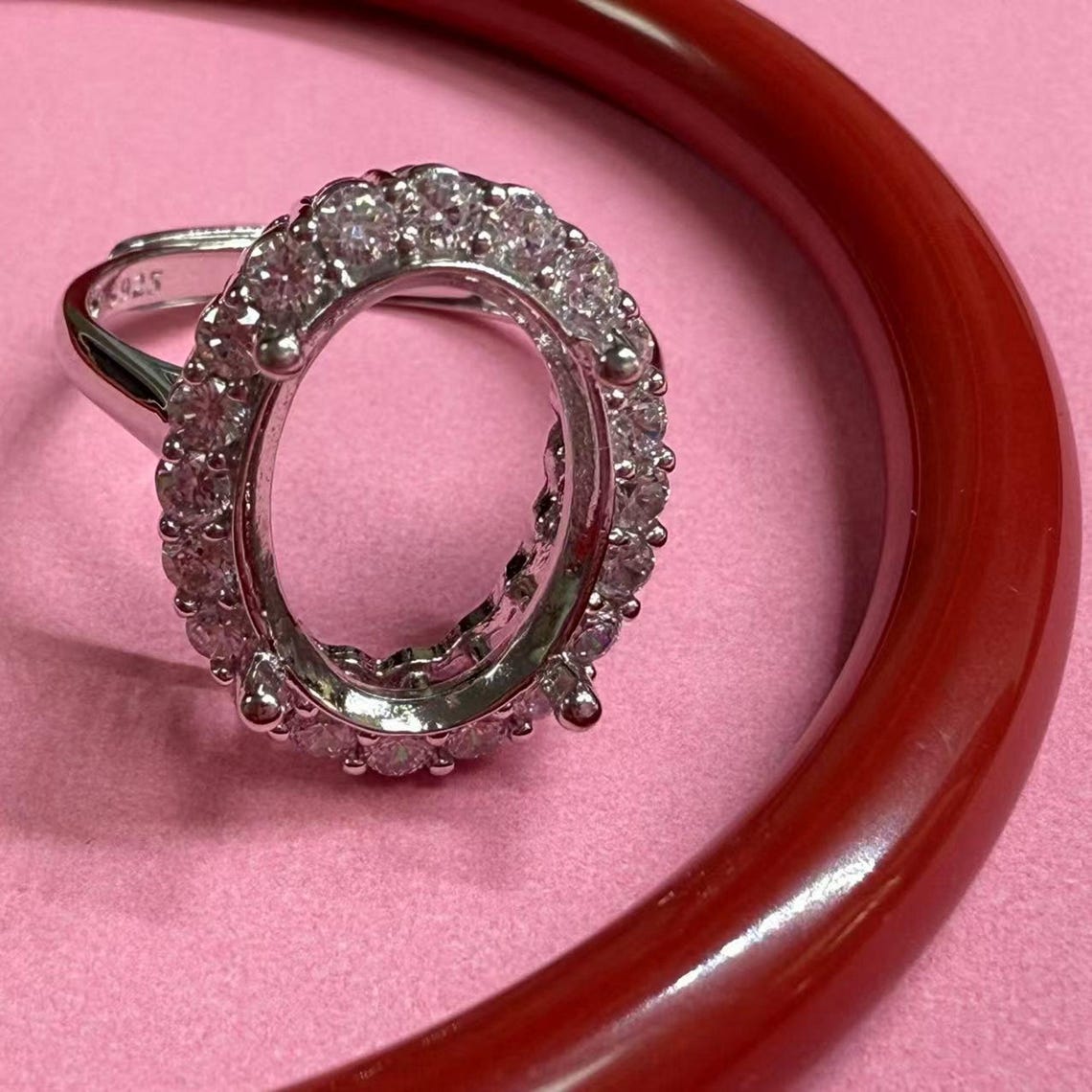 Sterling Silver Solitaire Ring Settings, 925 Silver Oval Ring Head ...