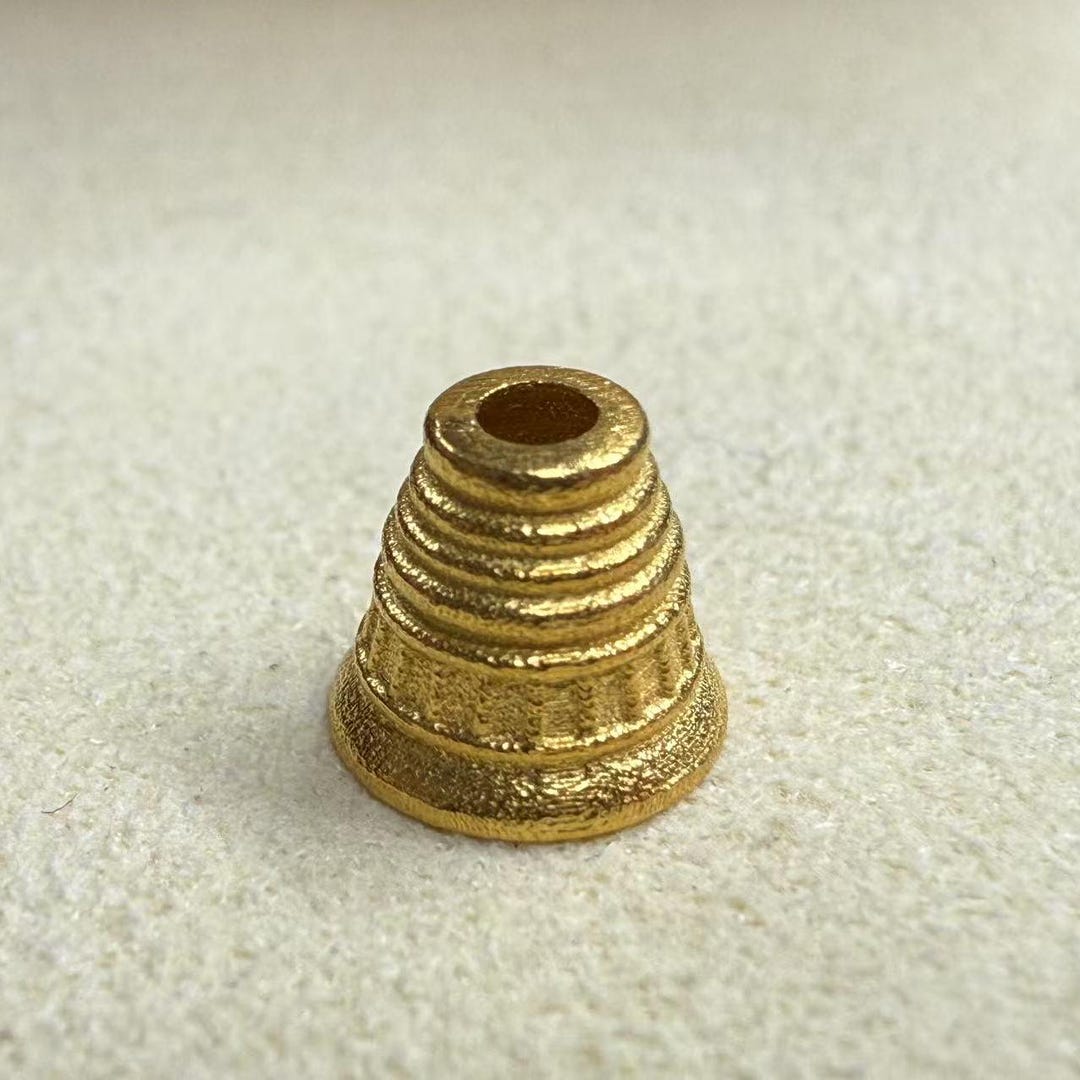 1pc 18K Solid Gold Bead Cone, Solid Gold Hollow Guru Bead, Bead Cap for ...
