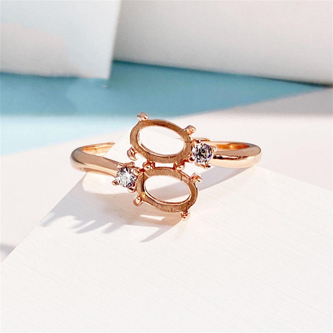 Sterling Silver Ring Settings, Silver Oval Ring Head, Four Prong Ring ...