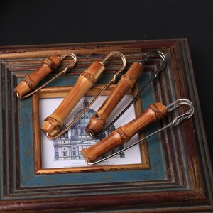 1/20pcs Decorative Bamboo Safety Pins Pin Brooch Shawl Pin Nickel Free ...
