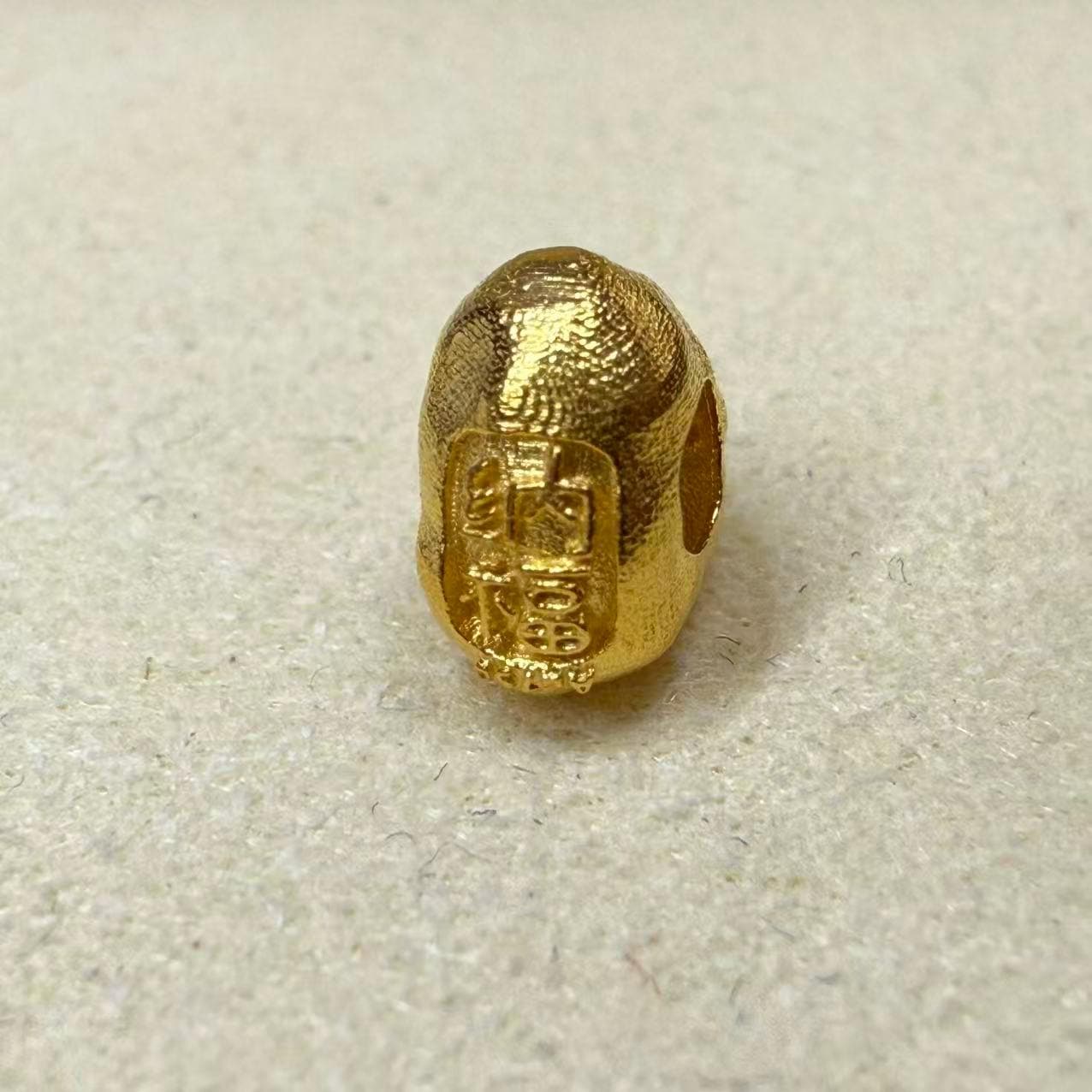 1pc 18K Solid Gold Good Fortune Beads, Good Luck Bead,auspicious Bead ...