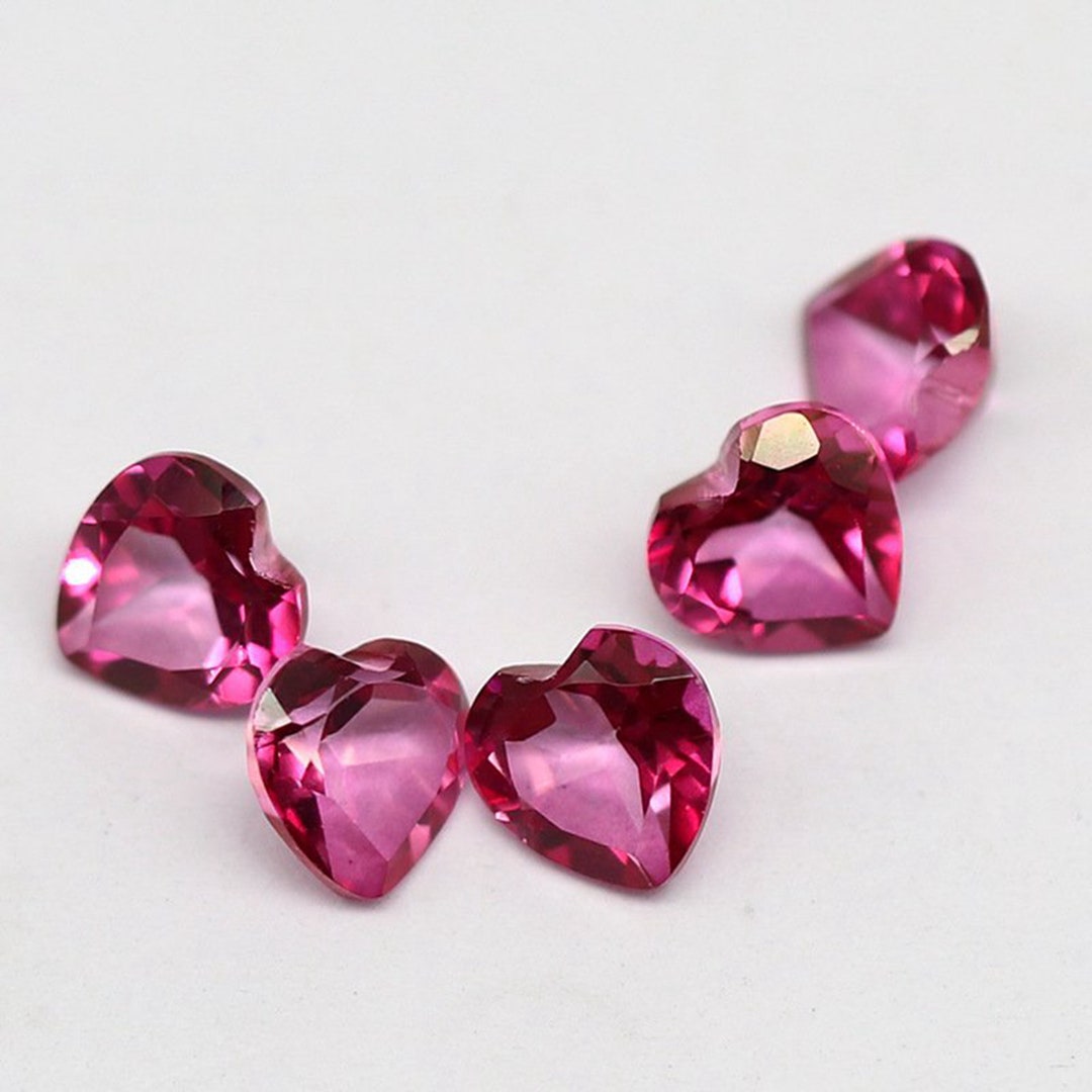 Natural Pink Heart Topaz, Heart Cut Gemstone, Faceted Love Heart Loose ...