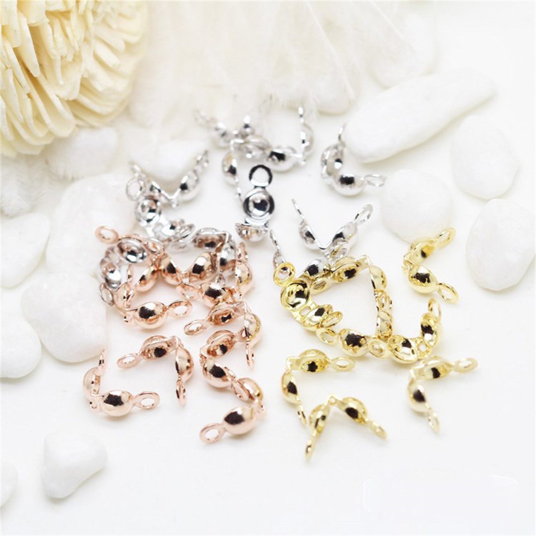 14K Gold Plated Chain Closures, Clamshell Bead Tips, DIY Jewelry ...