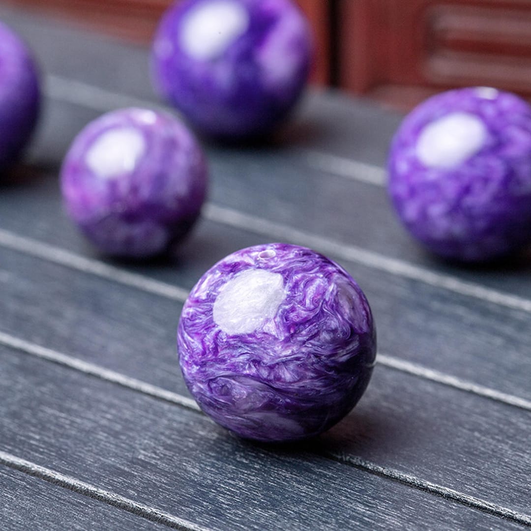 Natural Charoite Gemstones Beads W/ Through Hole, Loose Purple Charoite ...