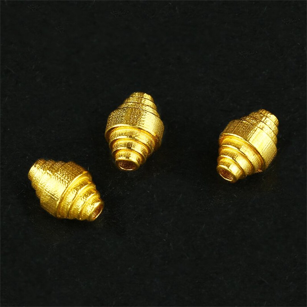 1pc 18K Solid Gold Screw Bead, Solid Gold Oval Bead, Handcraft Bead ...