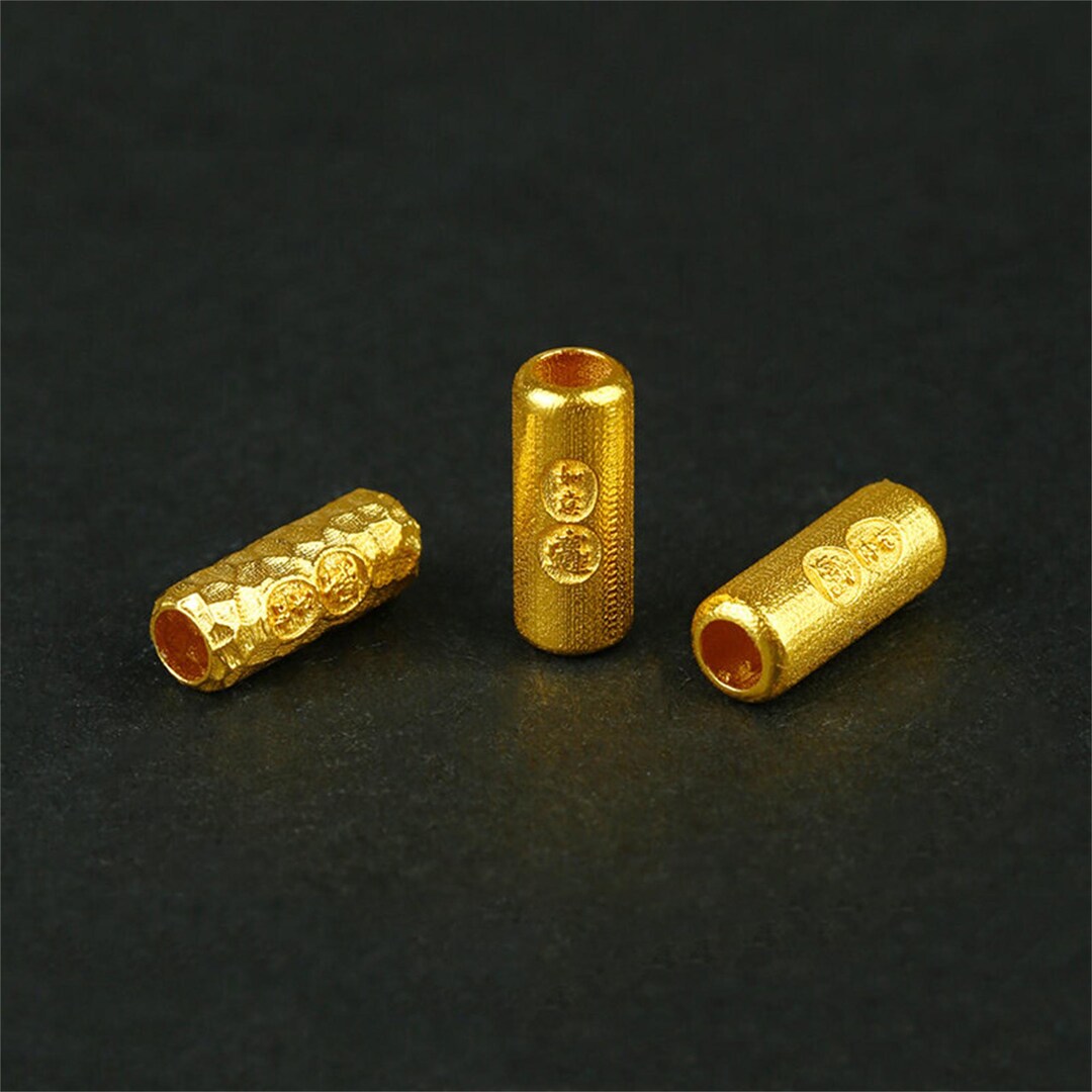 1pc 18K Solid Gold Cylinder Tube Bead, Solid Gold Concave Tube Bead ...