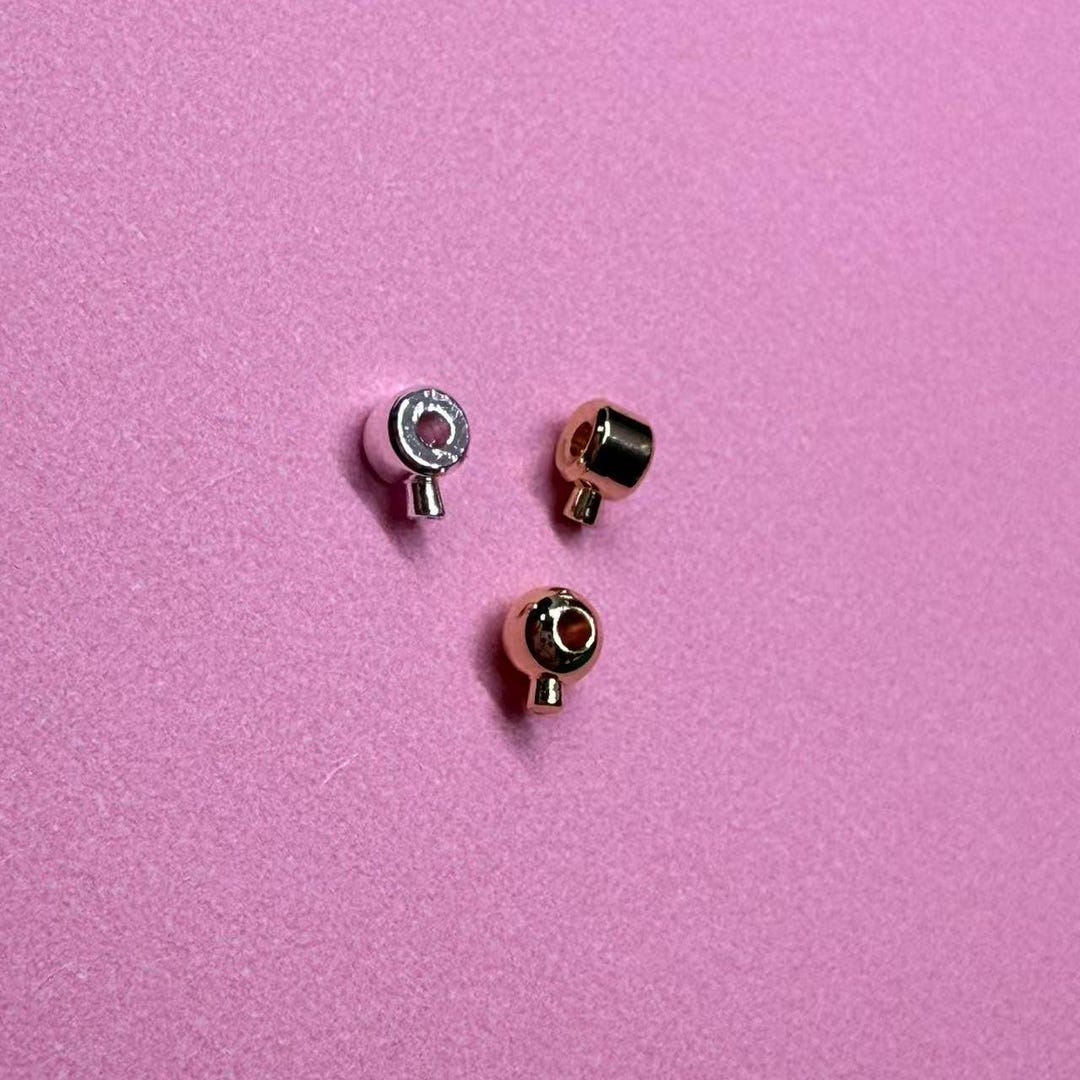 14K Gold Plated Tube Crimp End Beads, Round Crimp Beads, Bracelet End ...