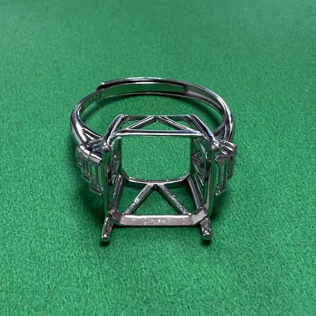 Sterling Silver Ring Settings, Silver Square Ring Head, Four Prong Ring ...