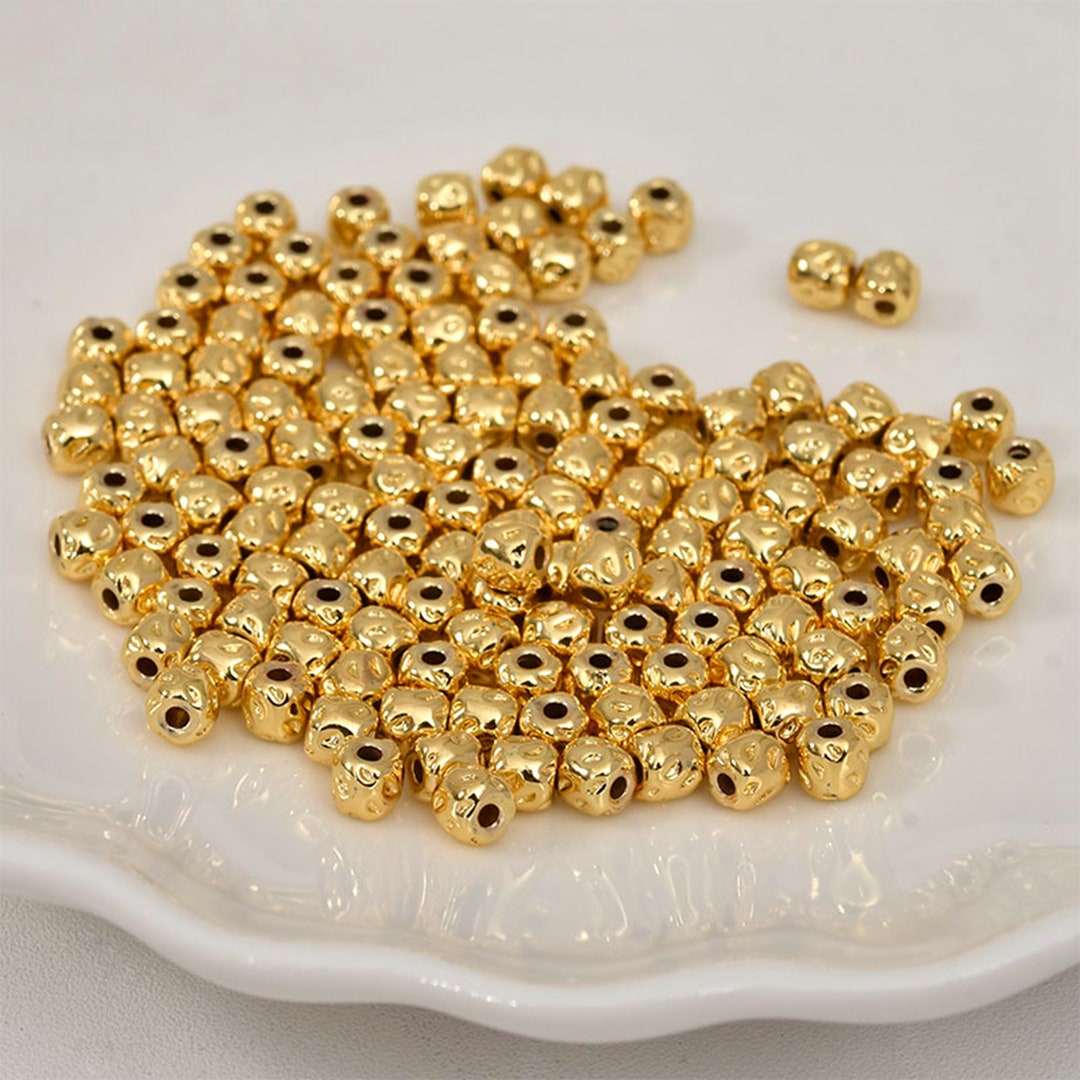 14K Gold Plated Copper Strawberry Beads, Irregular Bead, Pony Bead ...