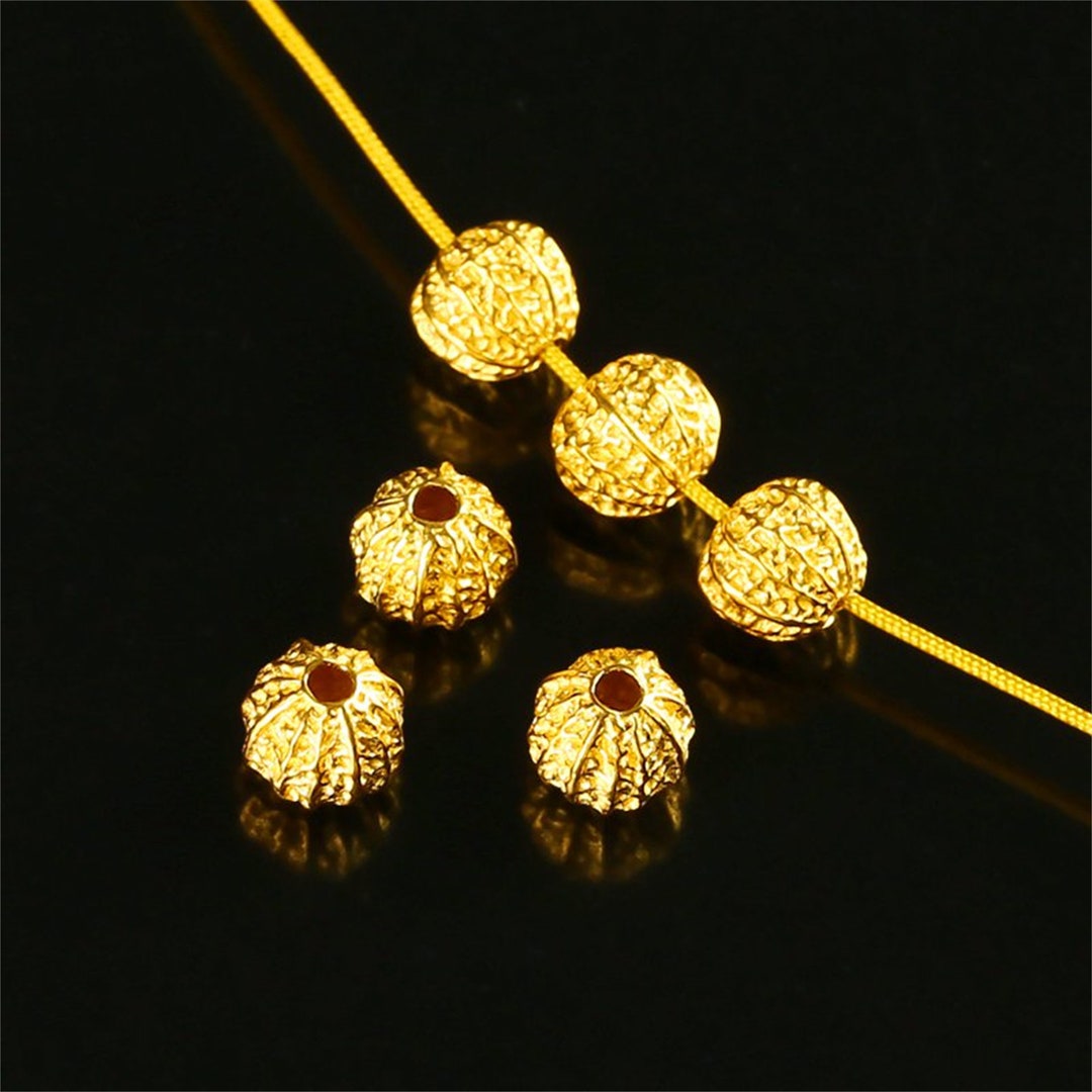 1pc 18K Solid Gold Walnut Beads, Solid Gold Nut Bead, Snack Beads ...