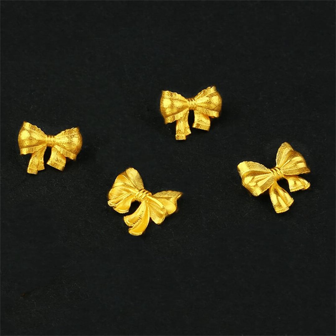 1pc 18K Solid Gold Bow Beads, Solid Gold Bow Tie Bead, Bowknot Beads ...