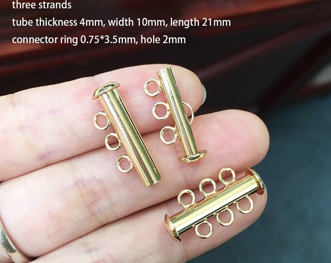 14K Gold Filled Tube Clasps 2 3 4 Rings, 2 3 4 Strands Tube Clasp ...