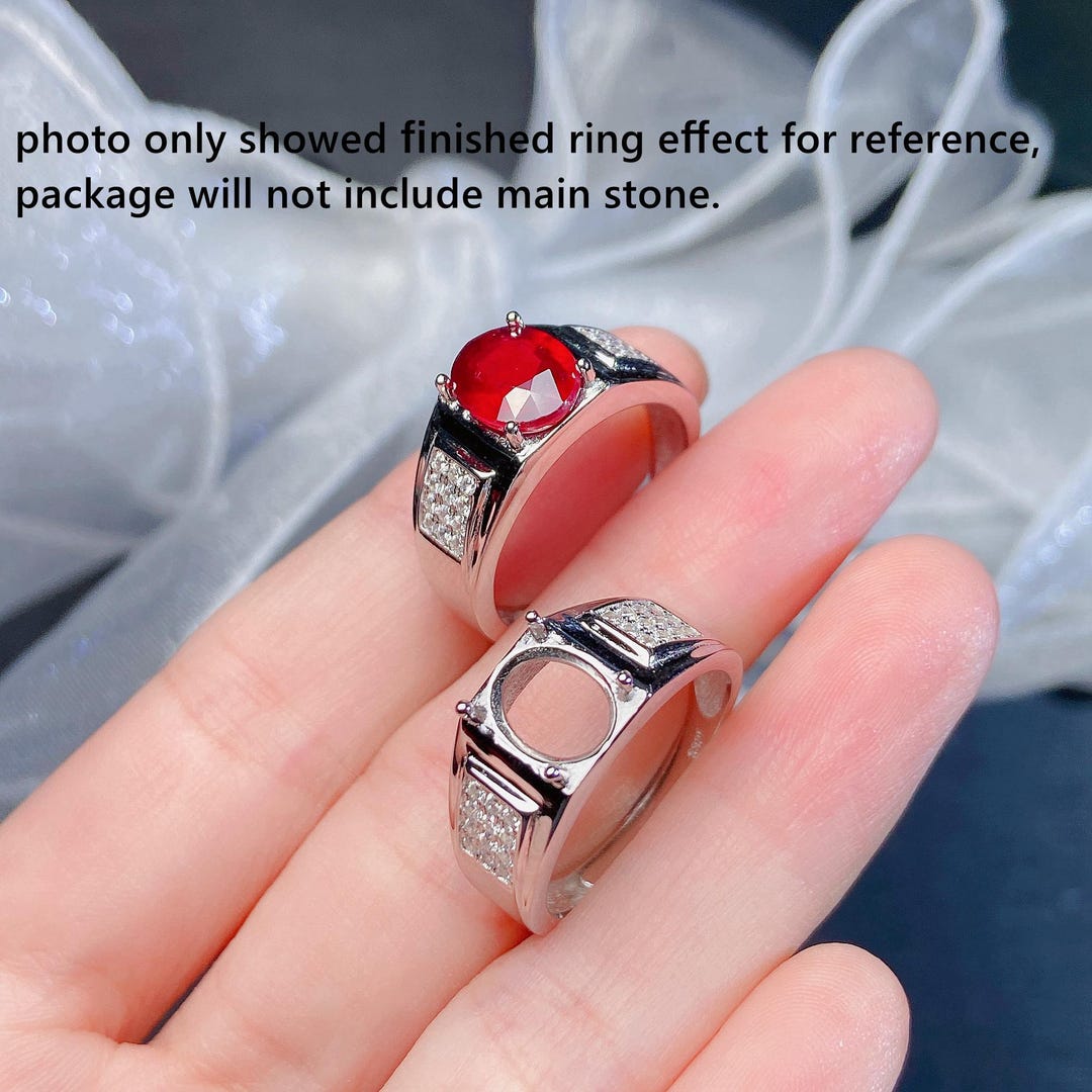 Sterling Silver Ring Settings, Silver Oval Ring Head, Four Prong Ring ...