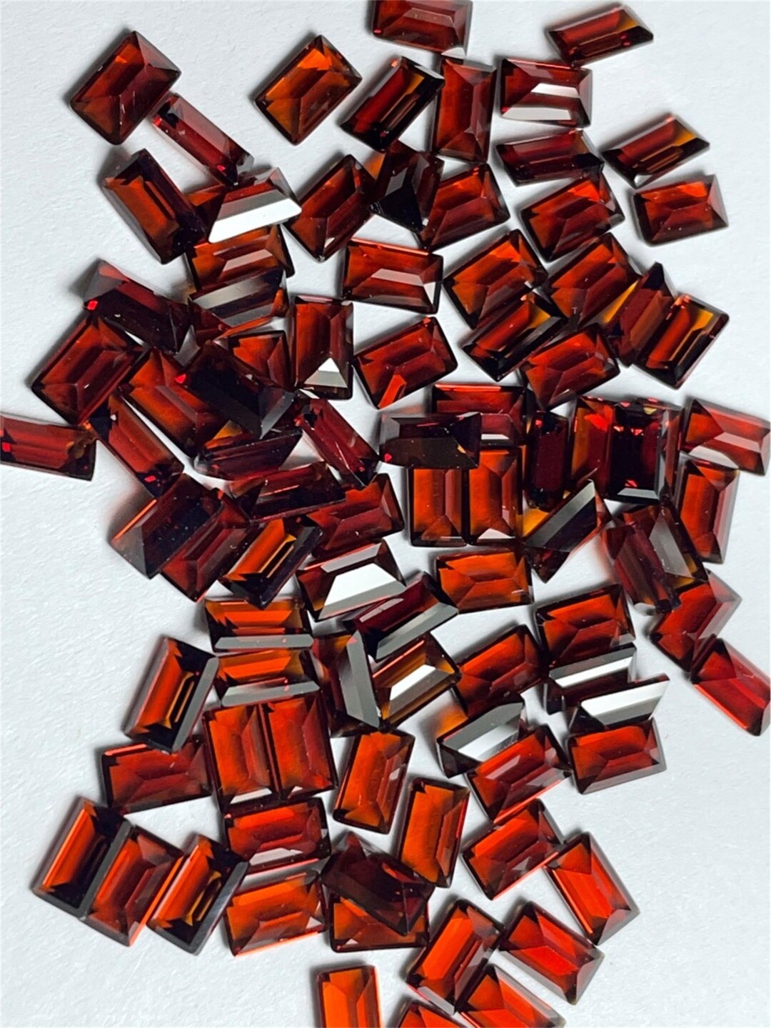 Natural Red Garnet Rectangle Cabochon, January Birthstone, Emerald Step ...