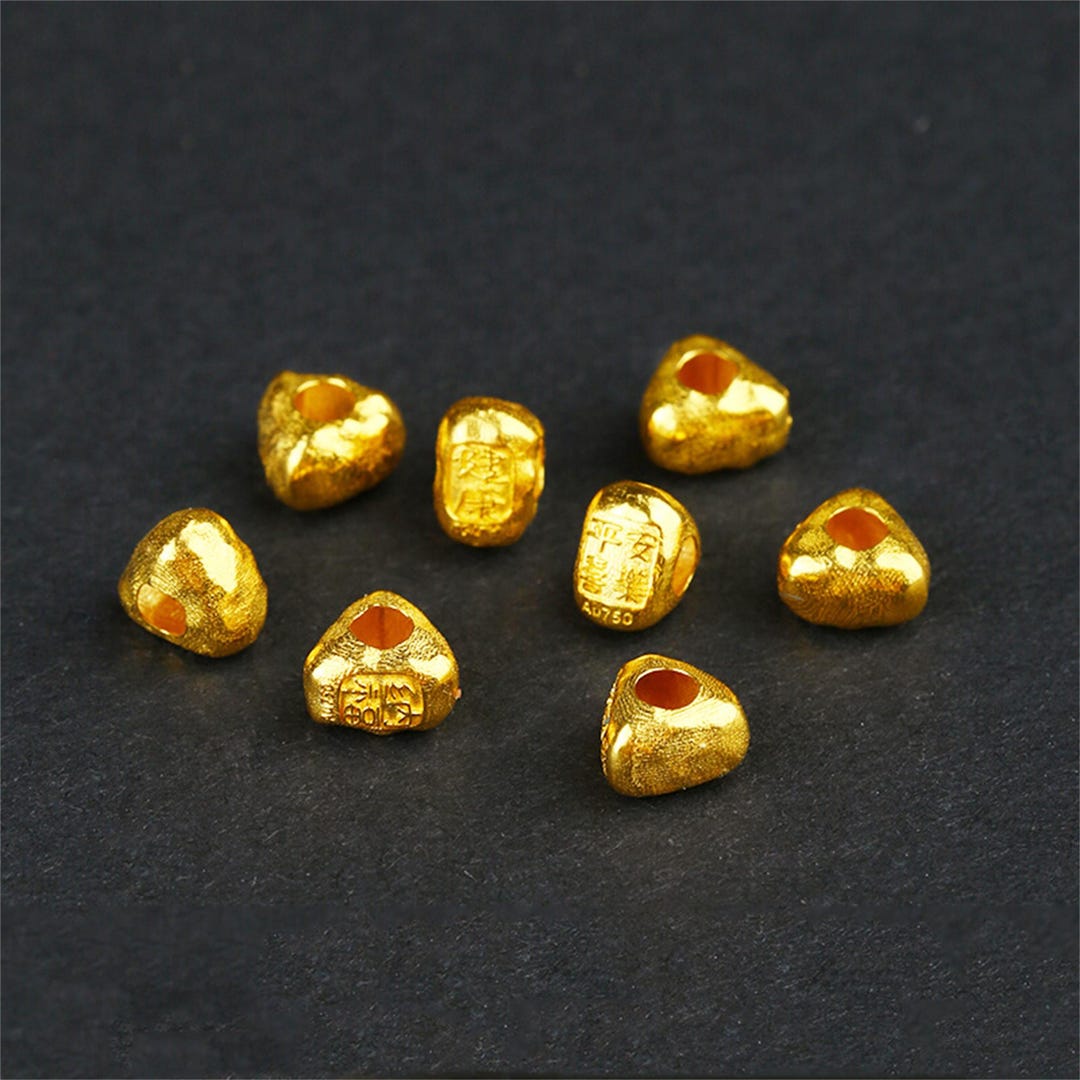 1pc 18K Solid Gold Good Fortune Beads, Good Luck Bead,auspicious Bead ...