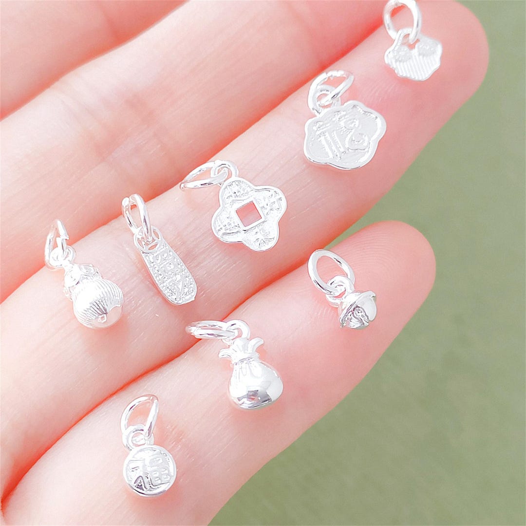 Silver Tone Prosperity & Good Luck Charms, Copper Silver Plated Fu ...