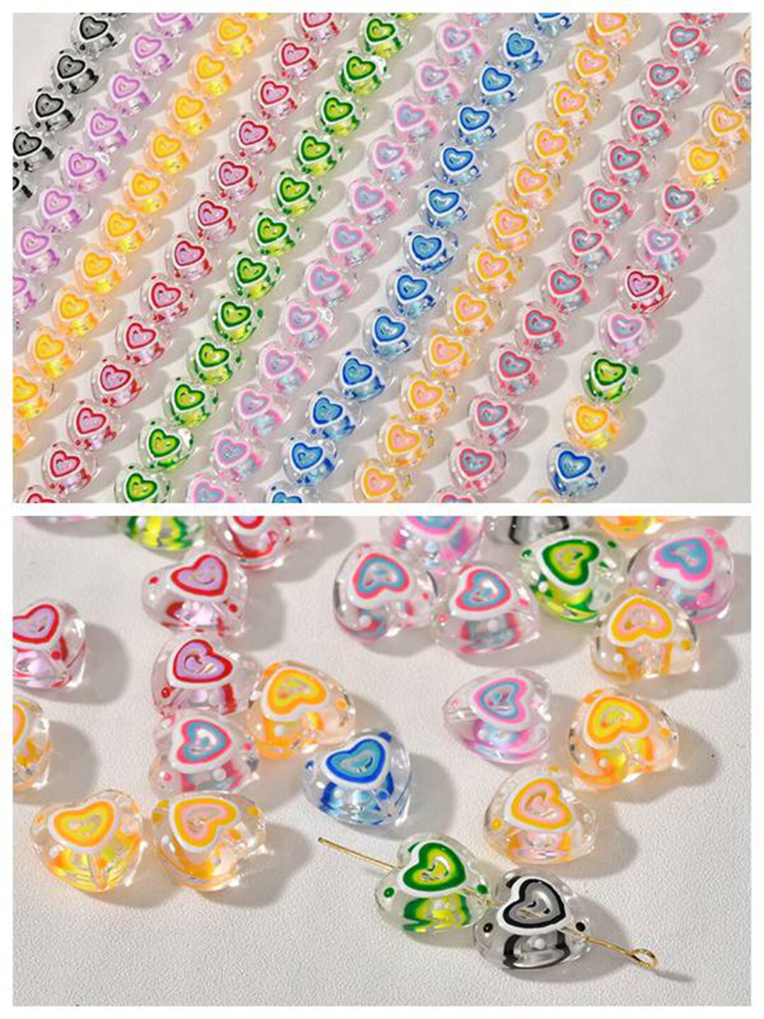 Colorful Glaze Heart Bead, Love Heart Bead, Sweet-heart Bead, Necklace ...