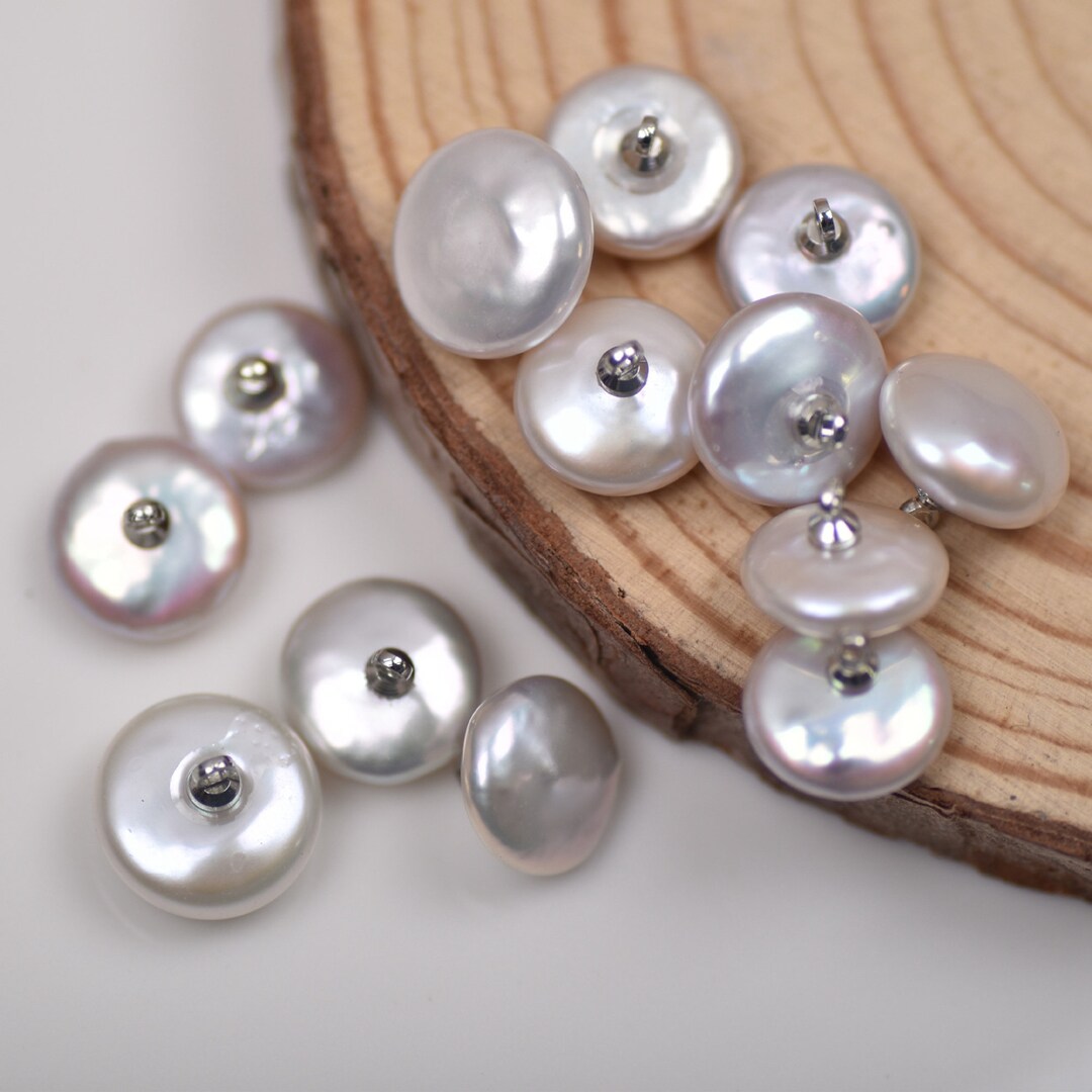 Natural White Pearl Buttons, Natural Pearl Buttons With Wire Shank ...