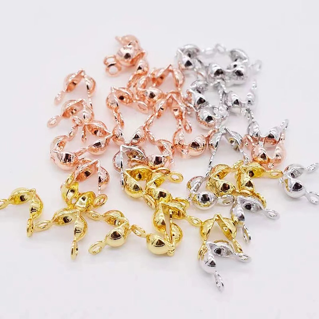 14K Gold Plated Clamshell Bead Tips, DIY Jewelry Closures - Etsy