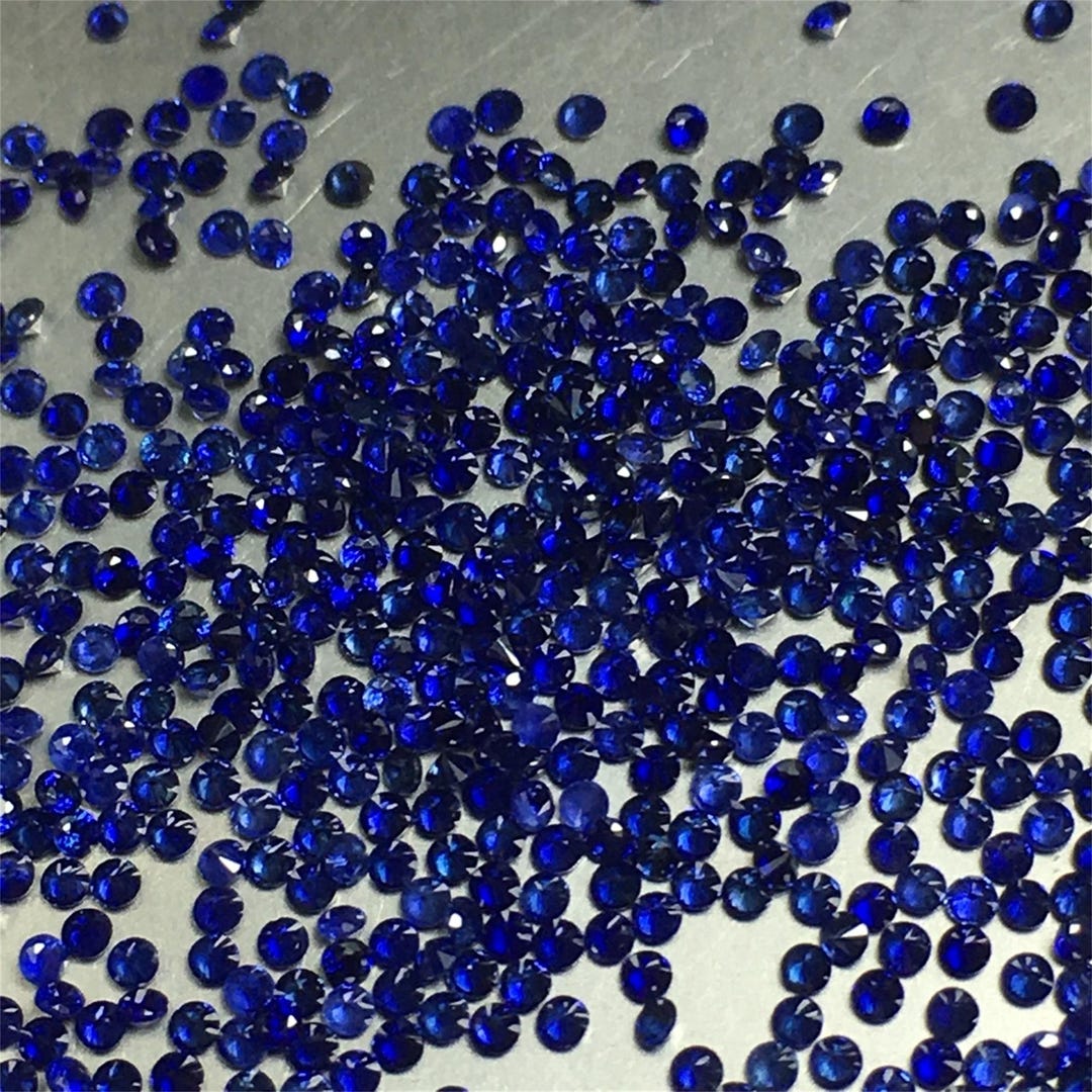Natural Blue Sapphire, Round Brilliant Cut Gemstone, Faceted Stone for ...