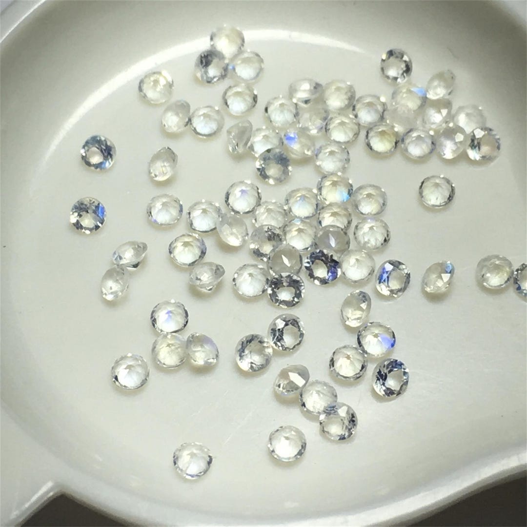 Natural Blue Moonstone Round Loose Gemstone, Flashy Moonlight Stone ...
